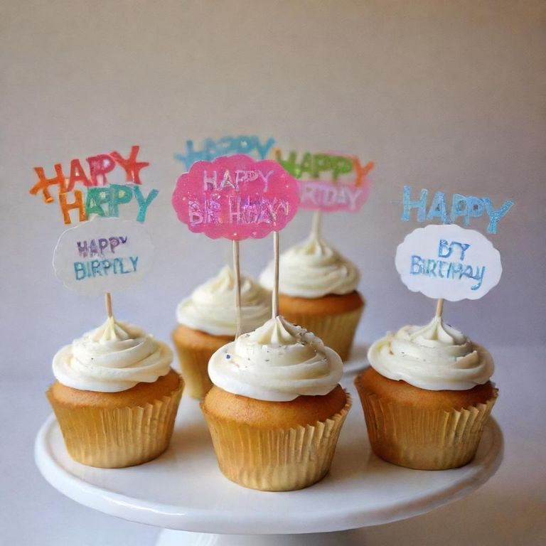 HAPPY BIRTHDAY CUPCAKE TOPPERS VIEW VIDEO ANYTIME - PH7CMS